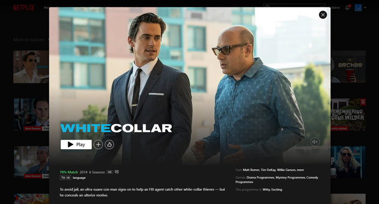 Elk seizoen van White Collar op Netflix - VPN Nederland