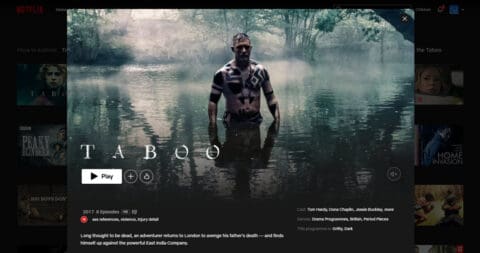 Bekijk de Taboo-serie op Netflix... of zelfs gratis
