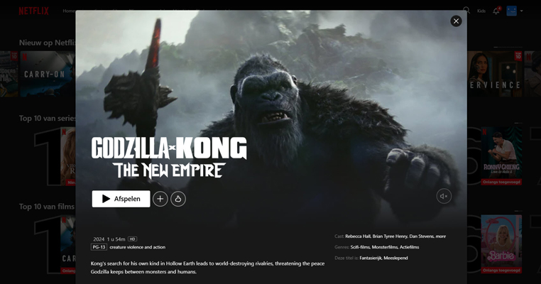 Godzilla x Kong: The New Empire staat nu op Netflix