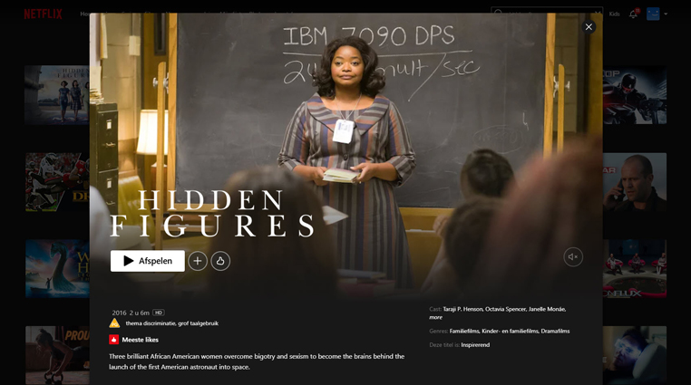 Hidden Figures kijken? Zo doe je dat op Netflix
