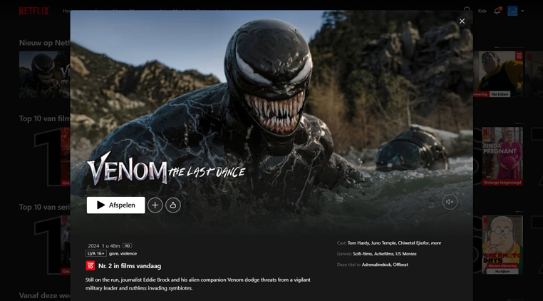 Venom: The Last Dance op Netflix of HBO Max kijken